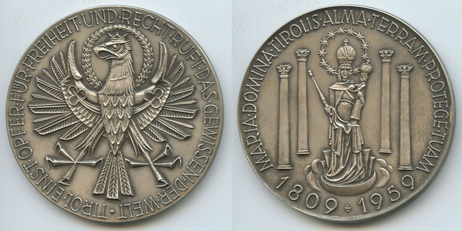 Österreich Tirol Große Silbermedaille 1809-1959 M#0094 - Tirol einst ...