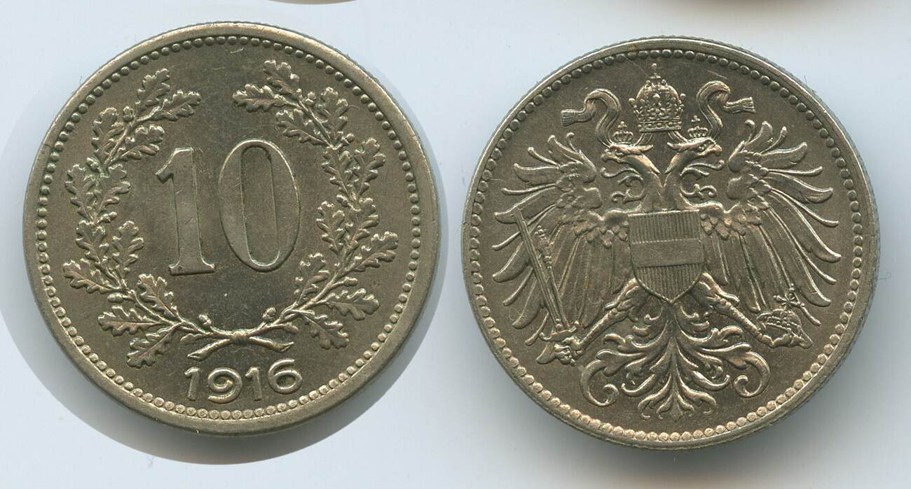 Österreich Kaiserreich 10 Heller Bindenschild 1916 Wien G14941 - Franz ...