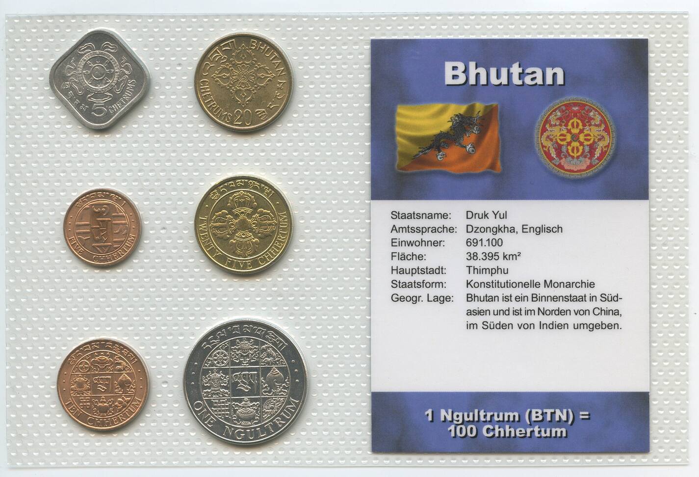Bhutan 5 Chetrums - 1 Ngultrum 1974-1979 GN693i - Jigme Singye Wangcuck ...