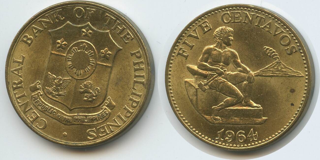 Philippinen Five Centavos (5 Centavos) 1964 G6229 - Philippines ...