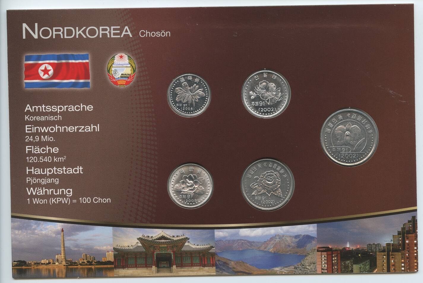 Nordkorea North Korea 1 Chon - 1 Won KMS 2002-2008 GN490f - RAR ...