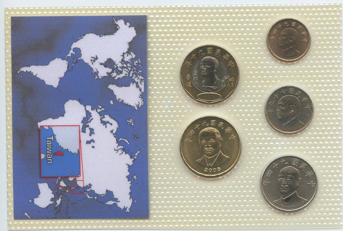 Taiwan 1 New Dollar - 50 New Dollars KMS 2005 GN490q - Kursmünzensatz ...