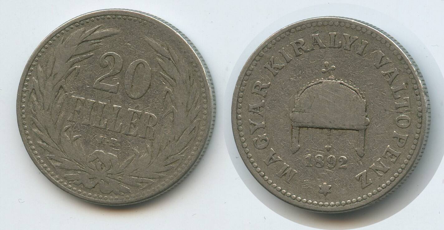 Ungarn Kaiserreich 20 Filler 1892 KB Kremnitz G14797 - Hungary Franz Joseph I. 1848-1916 Schön ...