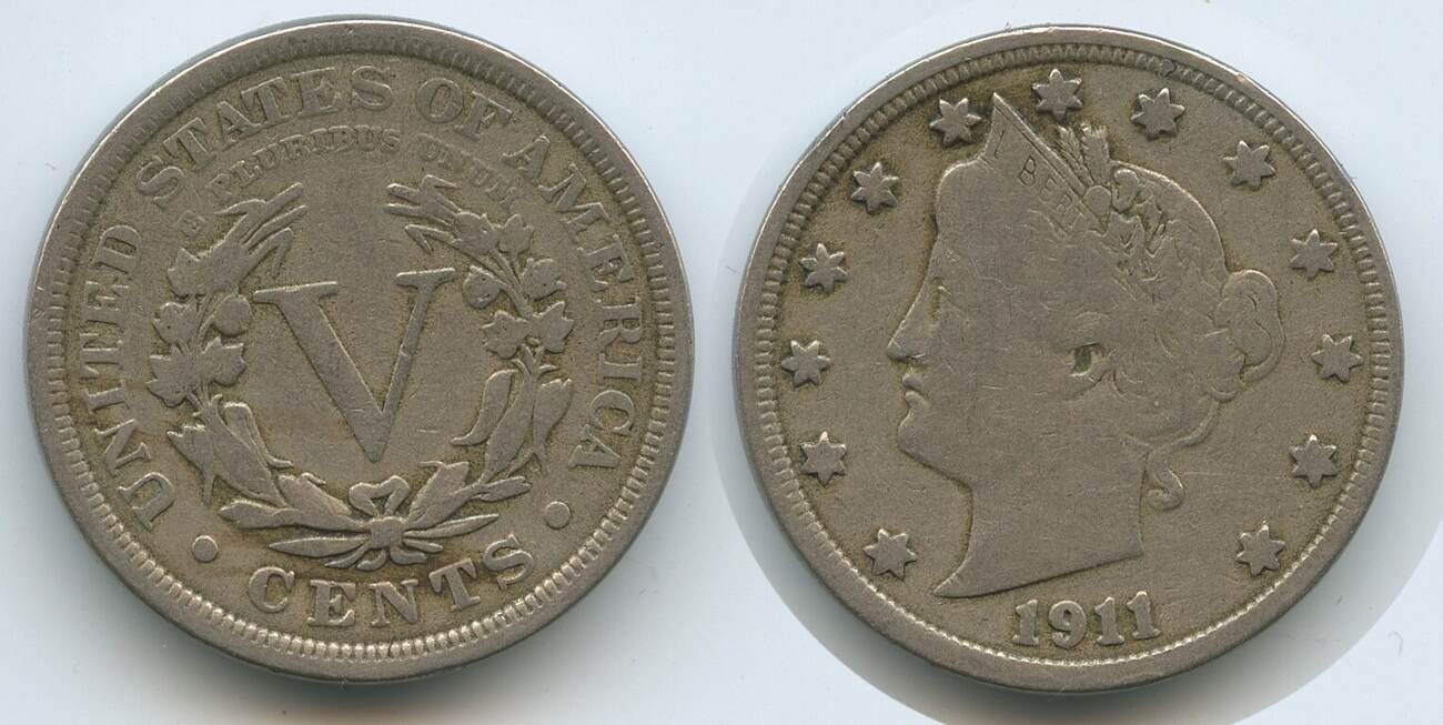 Vereinigten Staaten von Amerika 5 Cents Liberty Nickel (V Cents) 1911 ...