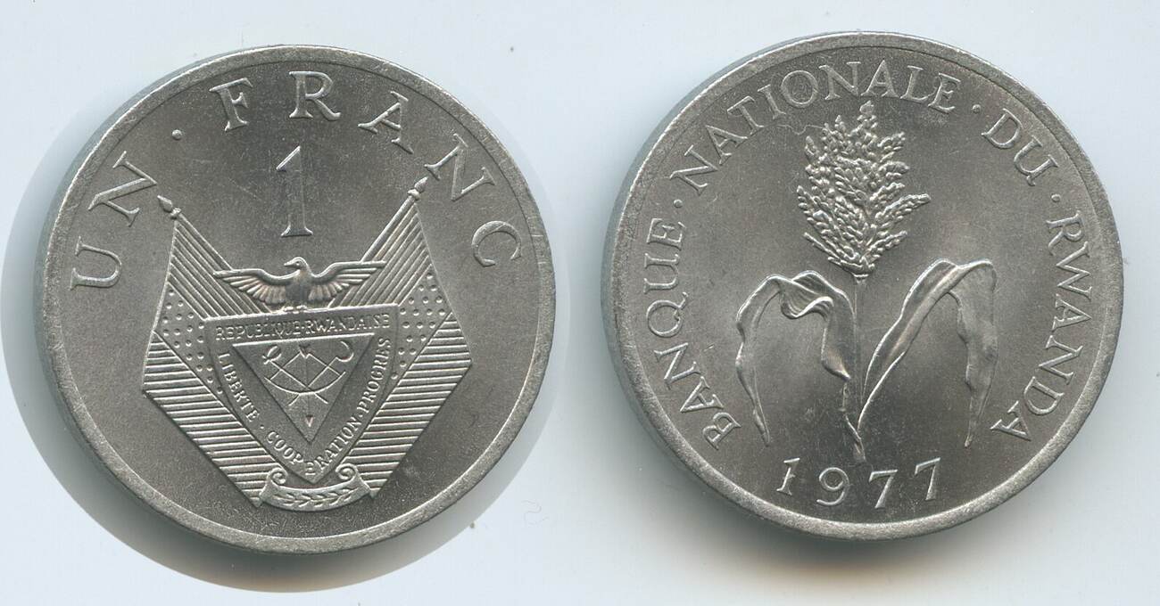 Ruanda 1 Franc (Un Franc) 1977 G11872 - Grégoire Kayibanda - Republic ...