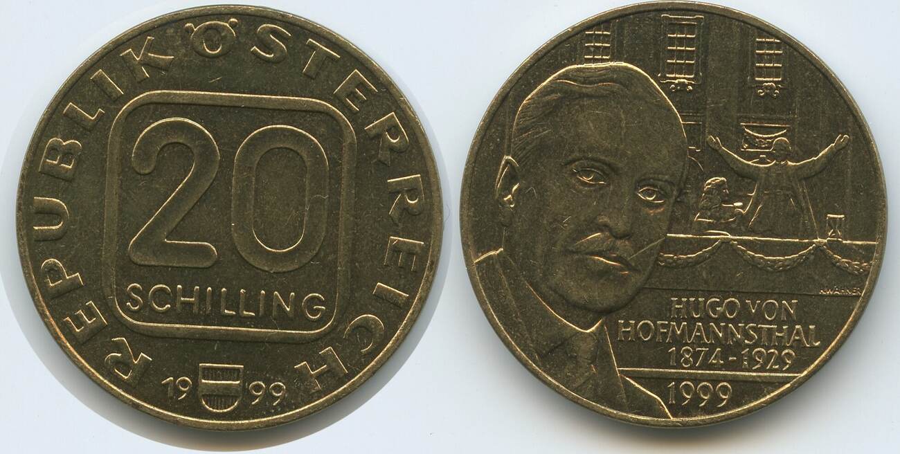 Österreich 2.Republik 1945-2001 20 Schilling 1999 G5129 - Hugo Von ...
