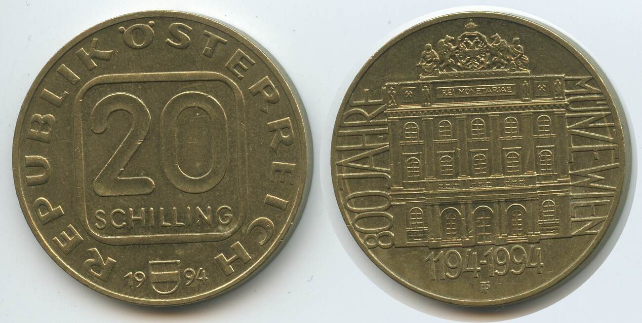Österreich 20 Schilling 1994 G5152 - 800 Jahre Münze Wien - 800 Years ...