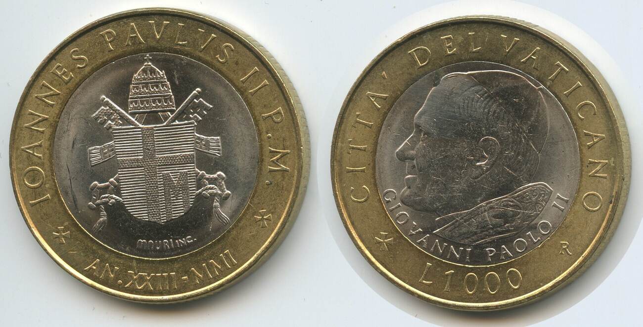 Vatikan Italien-Kirchenstaat 1000 Lire 2001-XXIII G8936 - Johannes Paul II.1978-2005 Vatican ...