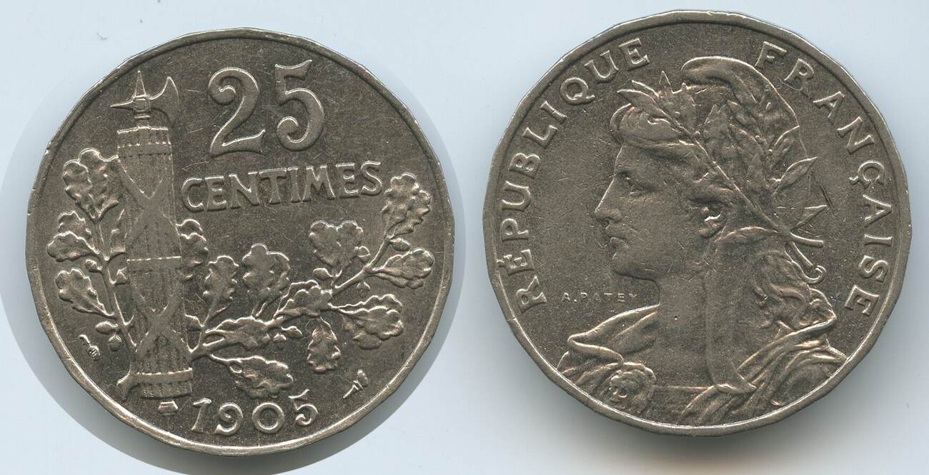 Frankreich 25 Centimes 1905 G9339 - Laureate liberty France Vorzüglich | MA-Shops