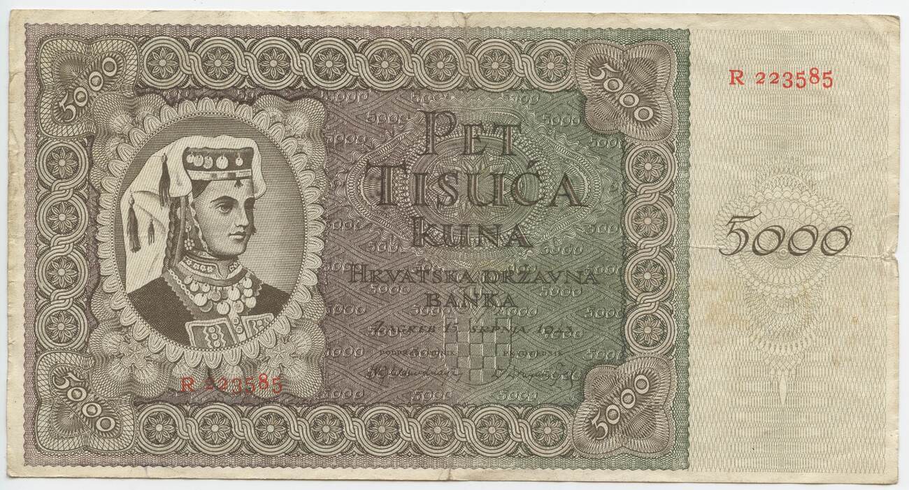 Kroatien 5000 Pet Tisuca Kuna 1943 GB712 - Banknote Paper Money ...