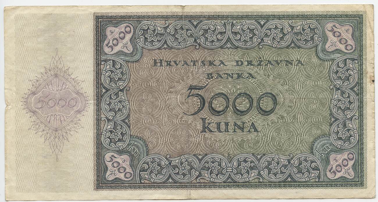 Kroatien 5000 Pet Tisuca Kuna 1943 GB712 Banknote Paper Money kroatien-5000-pet-tisuca-kuna-1943-gb712-banknote-paper-money