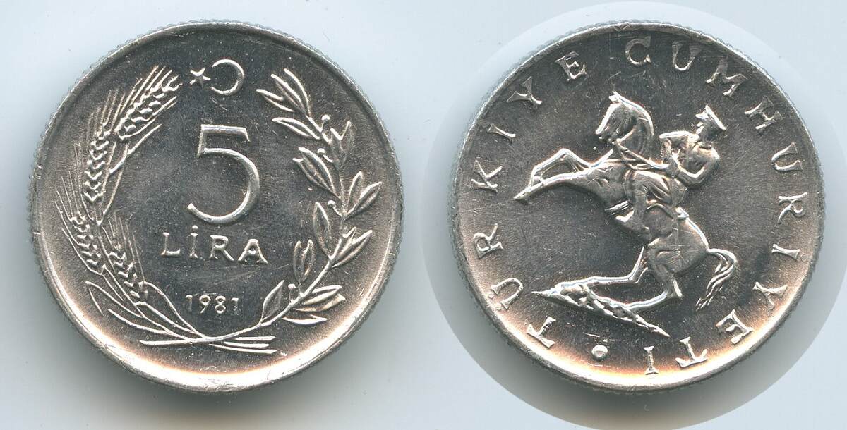 Türkei 5 Lira 1981 G3506 - Kemal Atatürk on horseback Turkey Fast unzirkuiert | MA-Shops
