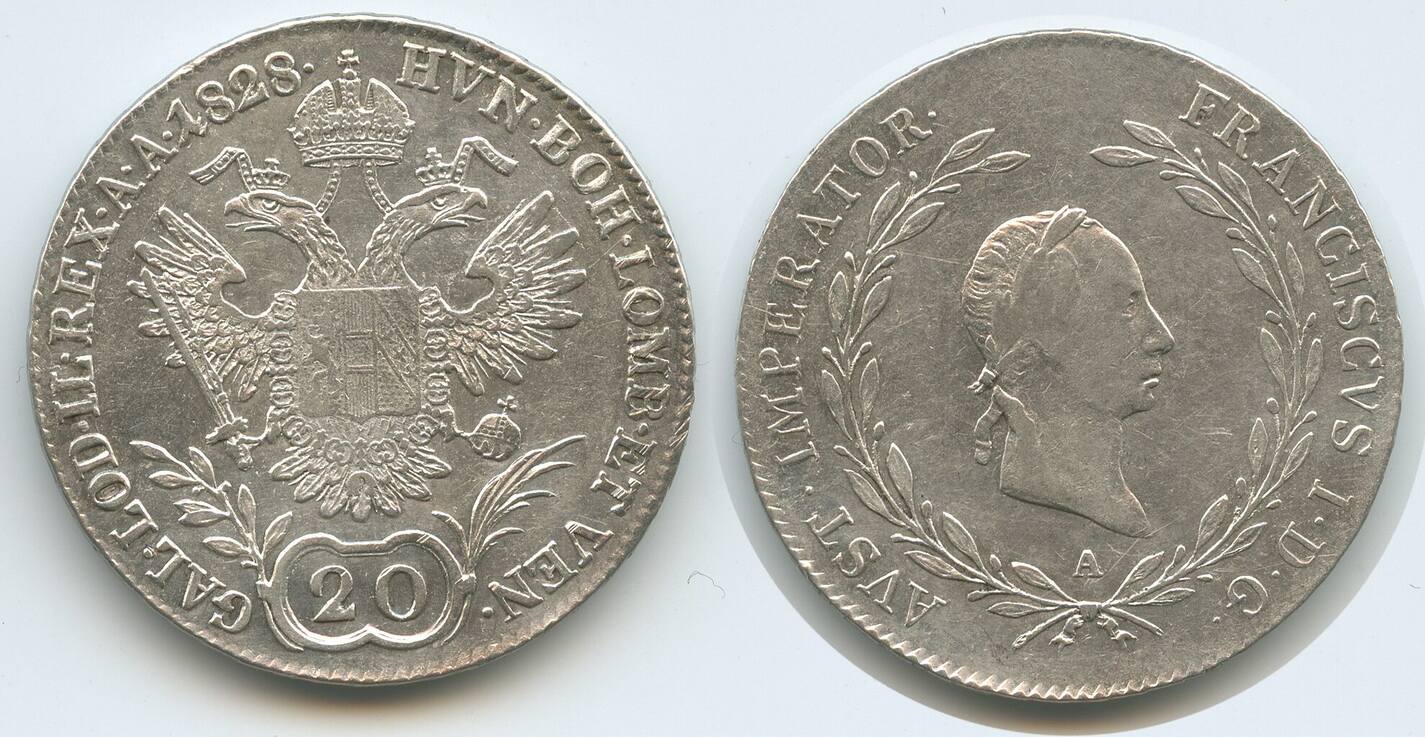 Österreich Kaiserreich 20 Kreuzer Silber 1828 A Wien H0792 - Franz II. 1792-1835 Austria Sehr ...
