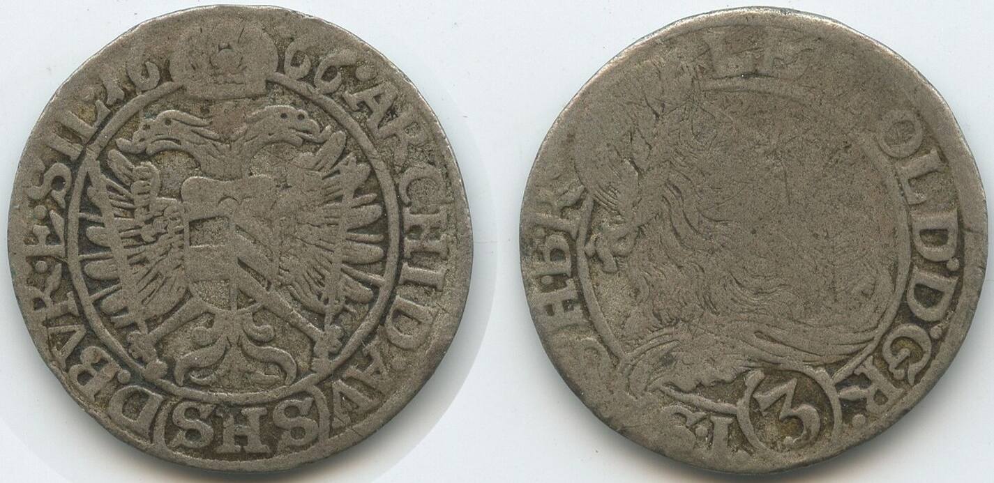 RDR Schlesien Breslau Österreich 3 Kreuzer (Groschen) Silber 1666 SHS G14337 - Leopold I. 1658 ...