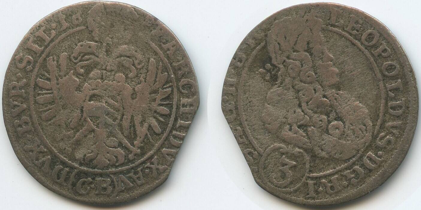 RDR Schlesien Brieg Böhmen 3 Kreuzer (Groschen) Silber 1699 CB G14370 - Leopold I. 1658-1705 ...