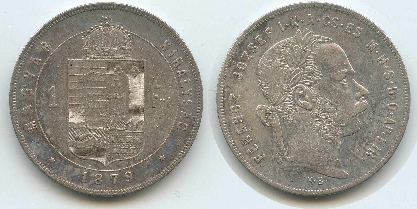 Ungarn Kaiserreich Österreich 1 Forint Silber 1879 KB Kremnitz Kremnica G5649 - Franz Joseph I ...