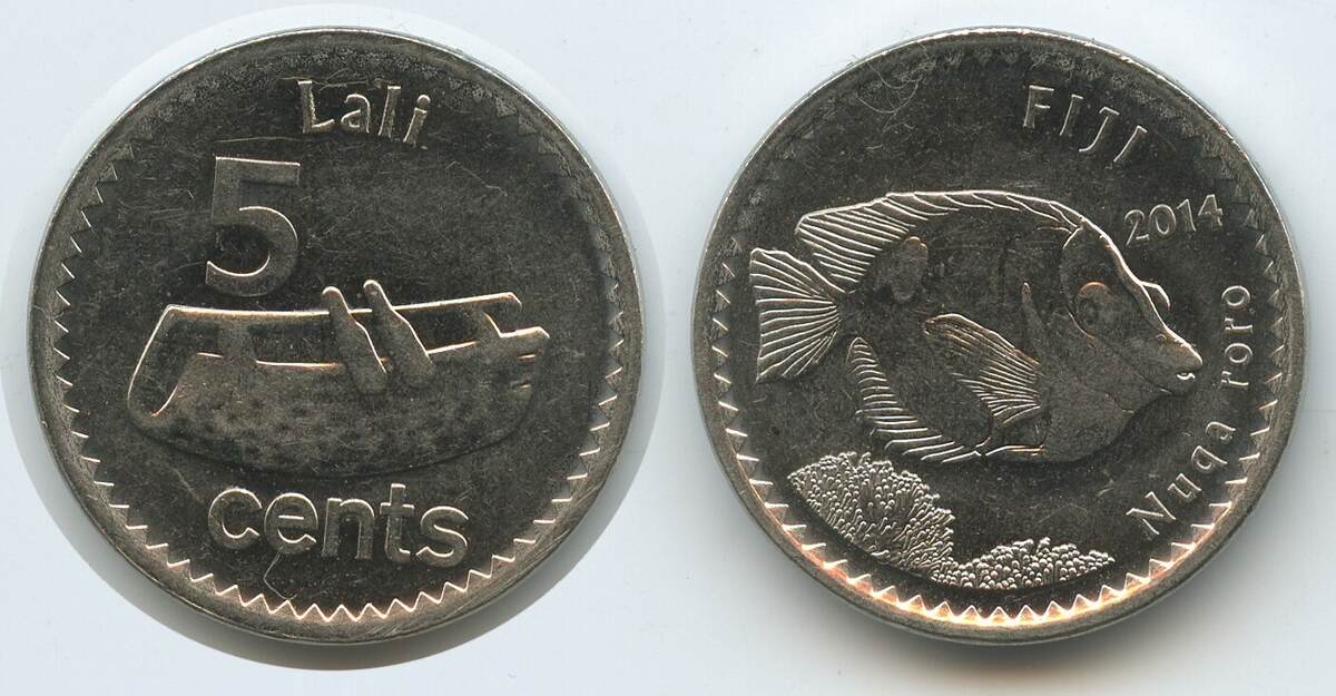 Fidschi 5 Cents 2014 G7512 - Foxface Rabbitfish Nuqa Roro Fiji Fast ...
