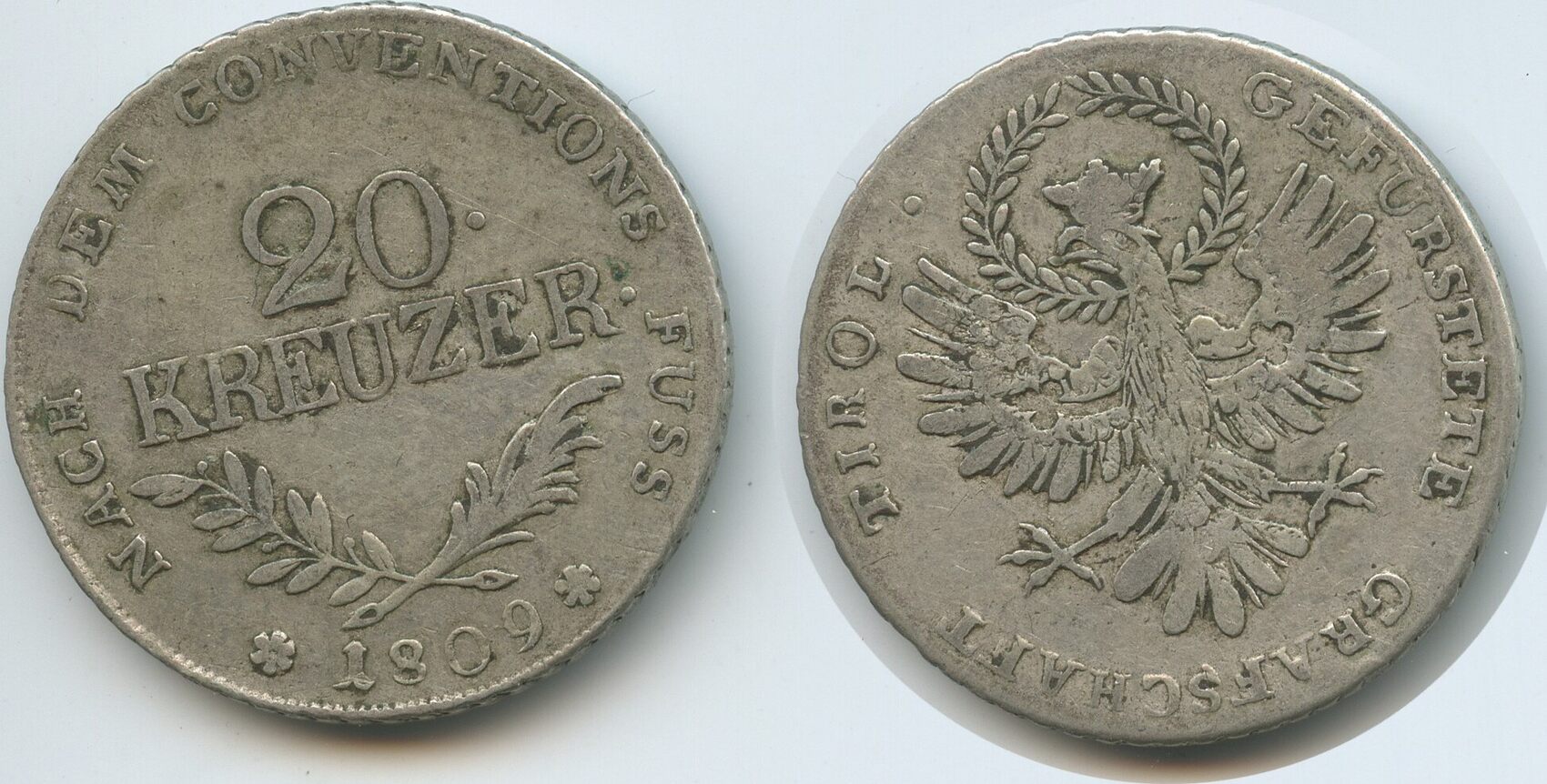 Österreich Tirol 20 Kreuzer Silber 1809 M#3436 - Gefürstete Grafschaft ...
