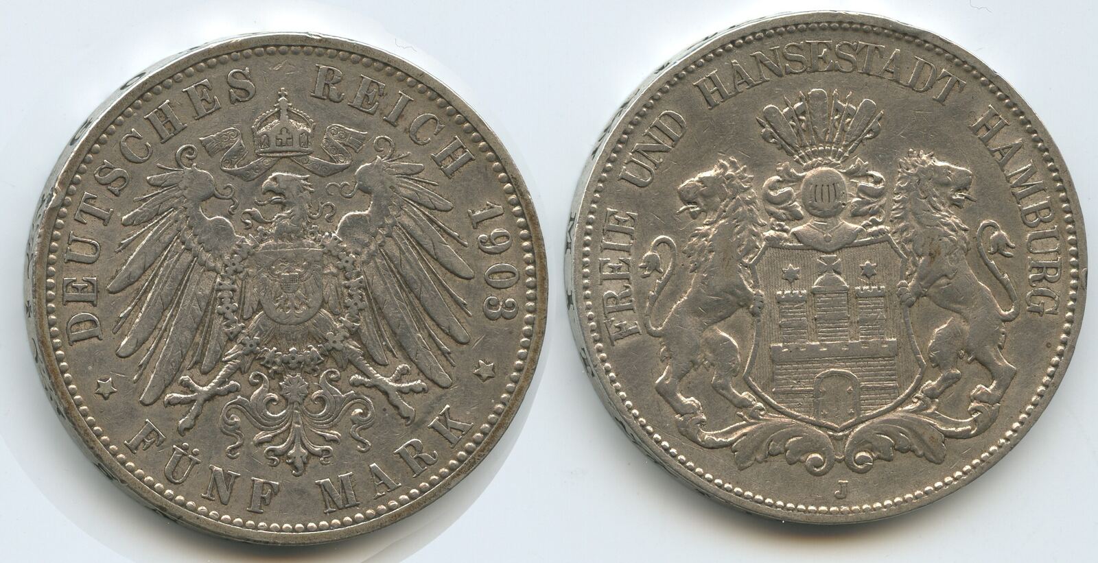 Deutsches Reich Kaiserreich 5 Mark Silber 1903 J Hamburg S0183 - Freie und Hansestadt Hamburg ...