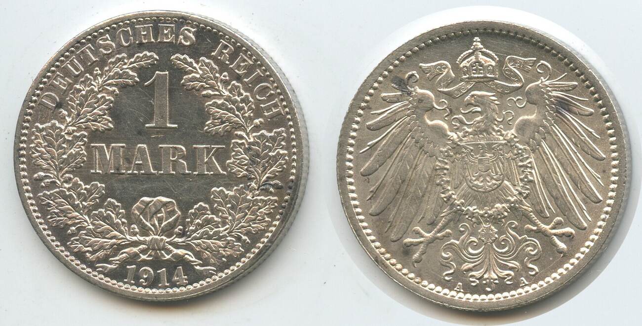 Deutsches Reich Kaiserreich 1 Mark Silber 1914 D München S0109 - Germany Empire Wilhelm II ...