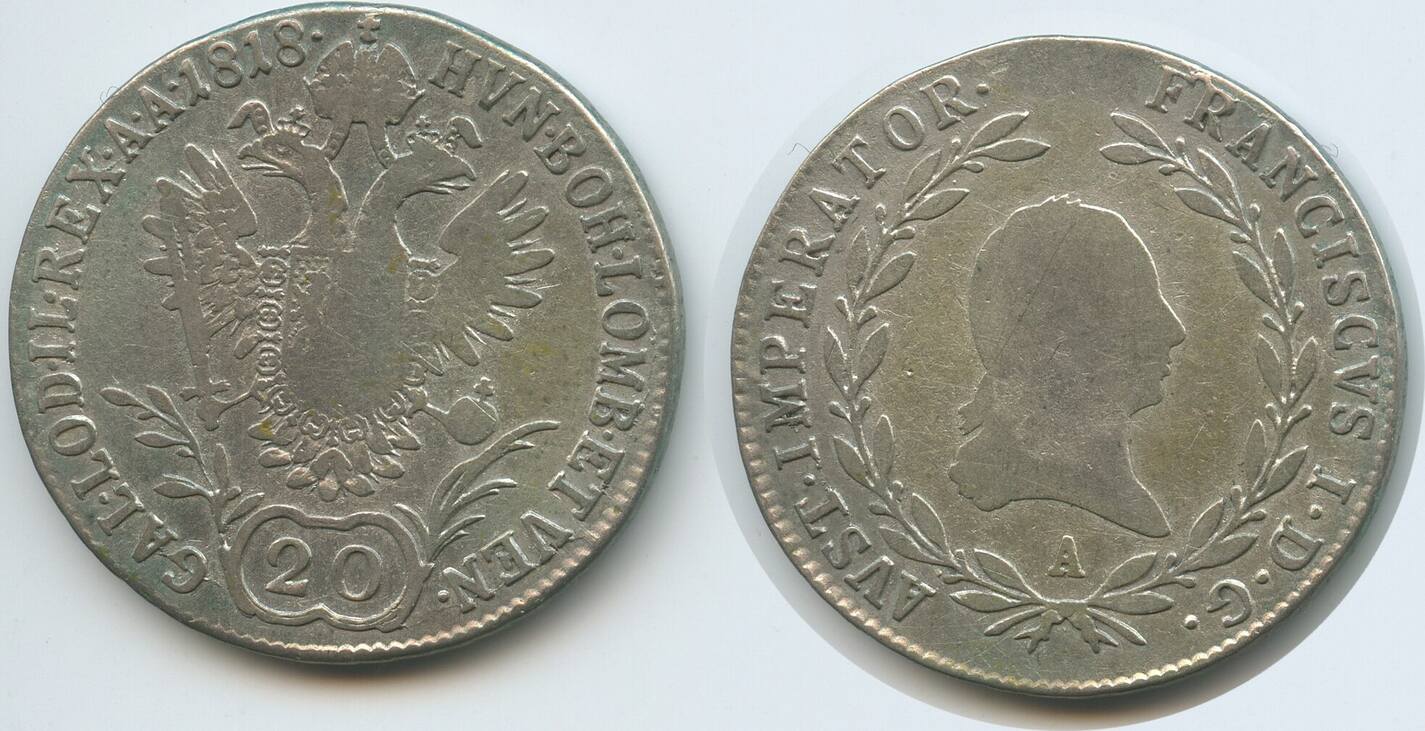 Österreich Kaiserreich 20 Kreuzer Silber 1818 A Wien H0947 - Franz II. 1792-1835 Austria Sehr ...