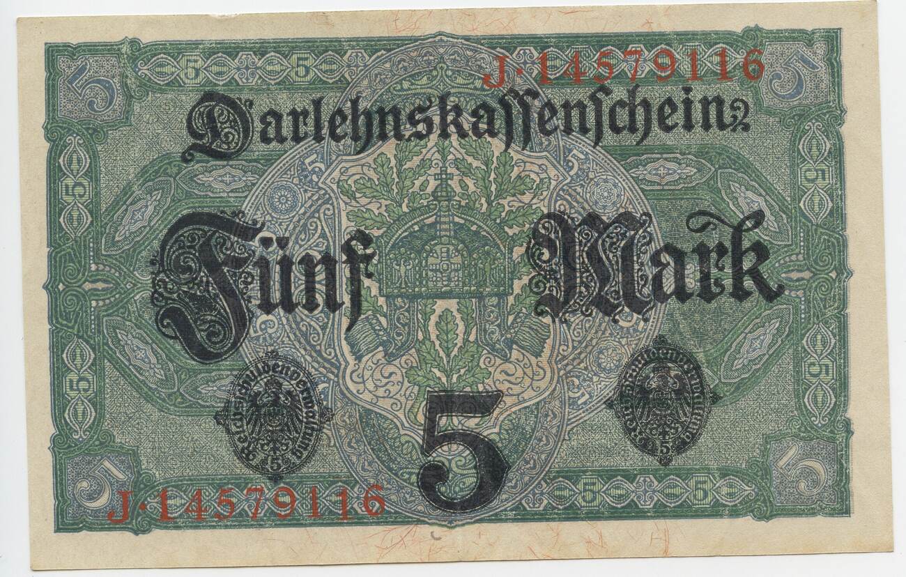 Deutsches Reich Kaiserreich 5 Mark Banknote 1917 GB536 ...