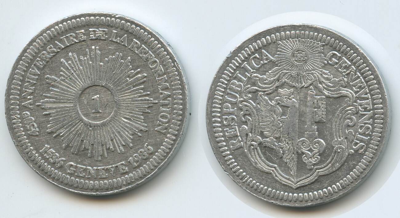 Schweiz Eidgenossenschaft Genf Medaille 1986 M178 - Geneve 450e ...