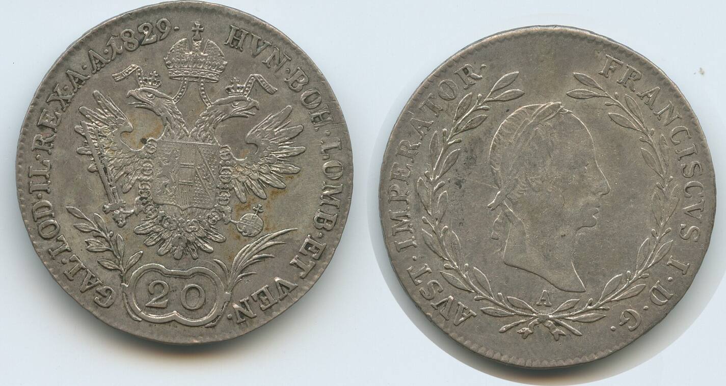 Österreich Kaiserreich 20 Kreuzer Silber 1829 A Wien M#3059 - Franz II. 1792-1835 Austria Vienna ...