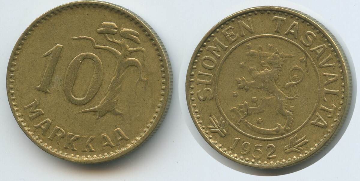 Finnland 10 Markkaa 1952 H G13897 - Baum Tree Suomen Tasavalta Finland ...