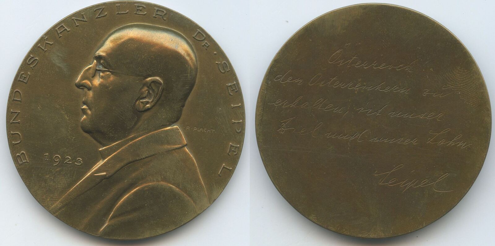 Österreich Wien Große Bronzemedaille 1923 M#0161 - Bundeskanzler Dr ...
