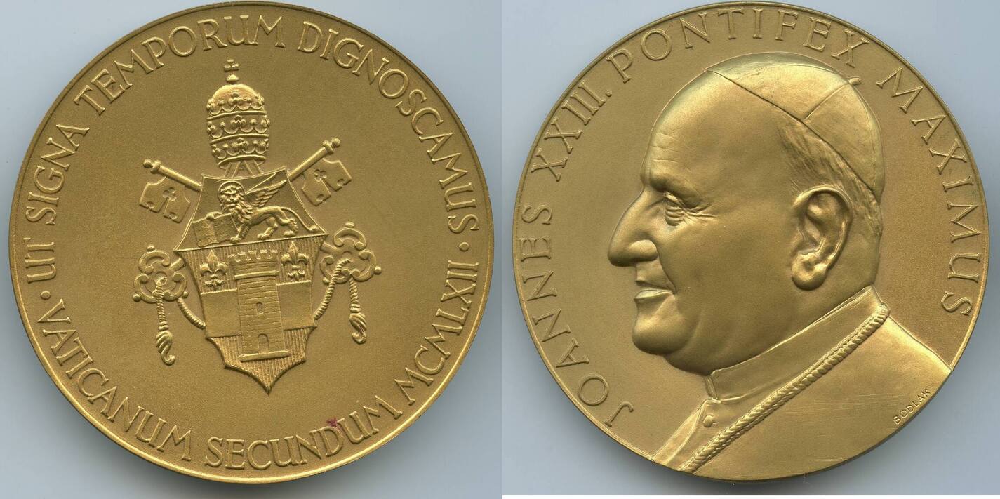 Vatikan Italien-Kirchenstaat Große Bronzemedaille vergoldet 1962 Rom GN1204 - Papst Johannes ...
