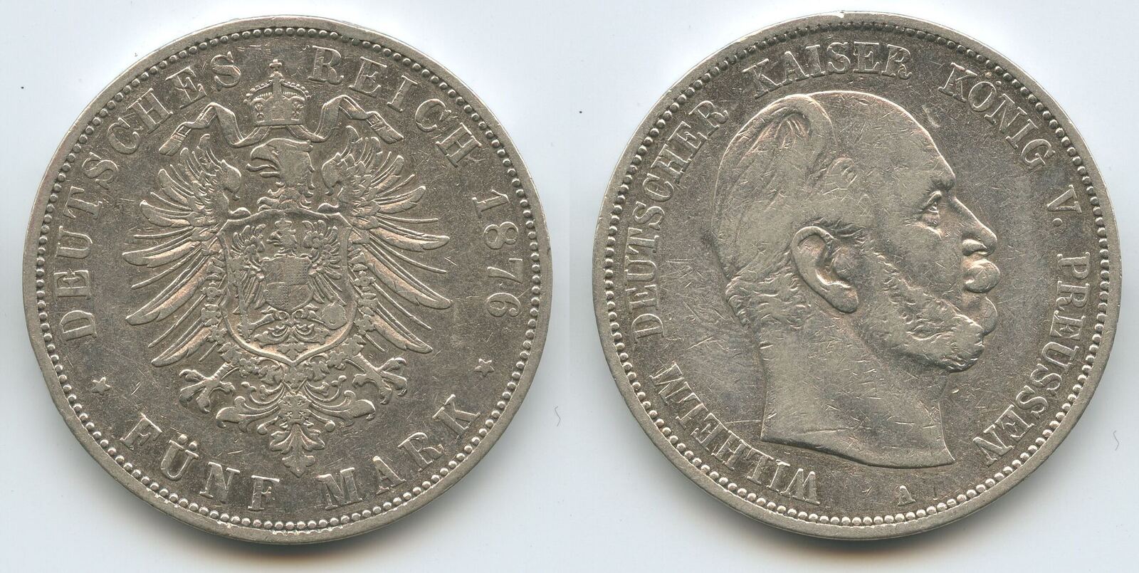 Deutsches Reich Kaiserreich Preussen 5 Mark Silber 1876 A Berlin S0184 ...