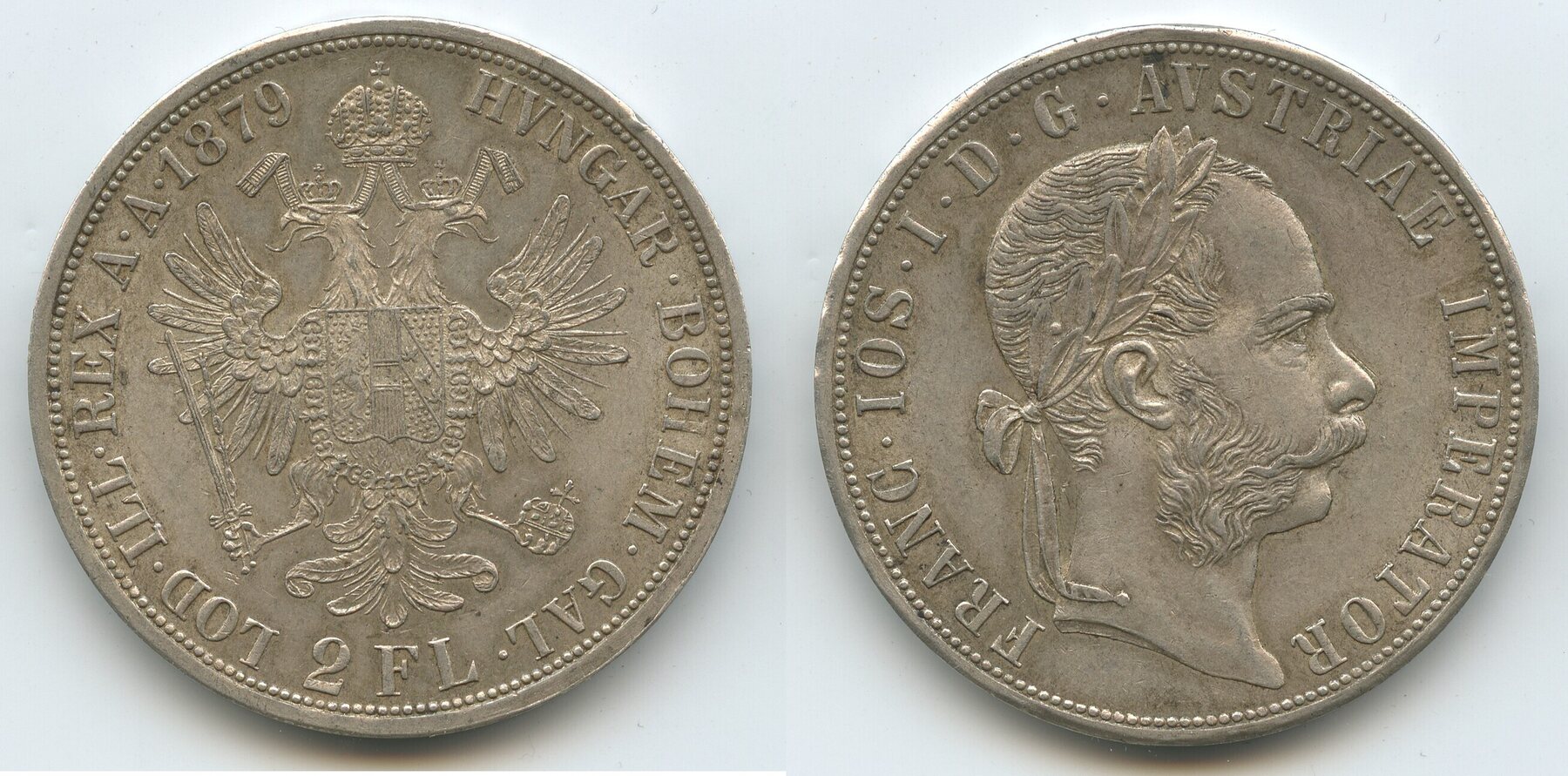 Österreich Kaiserreich Wien Doppelgulden (2 Fl, 2 Florin) Silber 1879 M#5027 - RAR Kaiser Franz ...