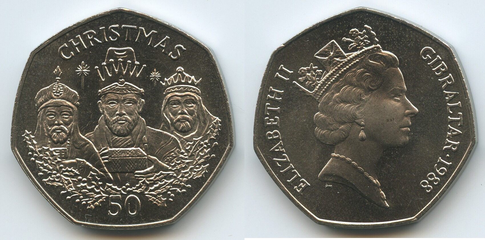 Gibraltar 50 Pence 1988 G10025 - Weihnachten - Christmas - Queen ...
