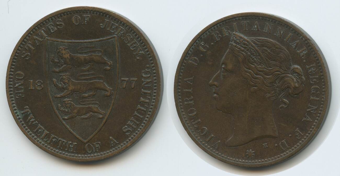 1/12 Shilling 1877 G7787 - Queen Victoria Bailiwick of Jersey Sehr ...
