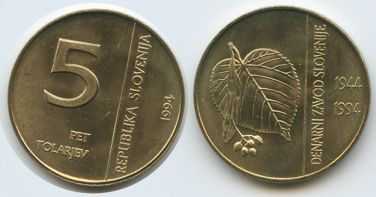 Slowenien 5 Tolarjev 1994 M#6611 - 50th Anniversary of Monetary Institute of Slovenia Fast ...