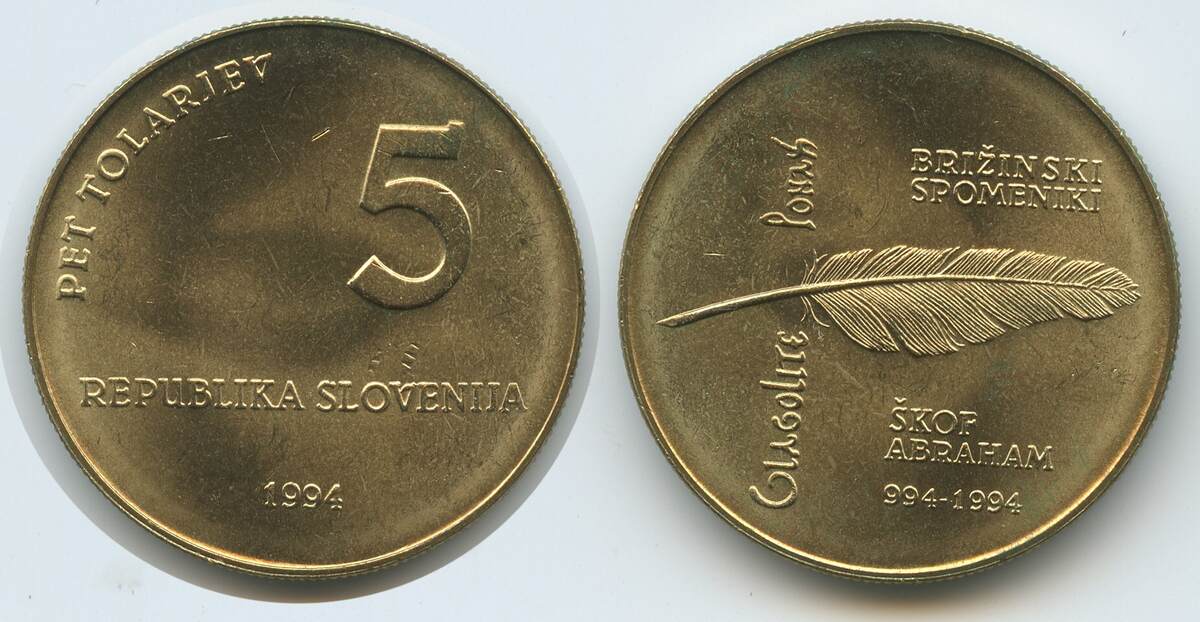 Slowenien 5 Tolarjev 1994 M#6612 - Bishop Abraham - Freising Manuscripts Slovenia Fast ...