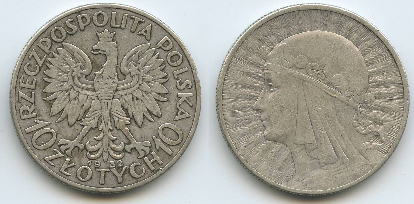 Polen Rzeczpospolita Polska 10 Zlotych (10 Zloty) Silber 1932 M#5658 - Polonia Queen Jadwiga ...
