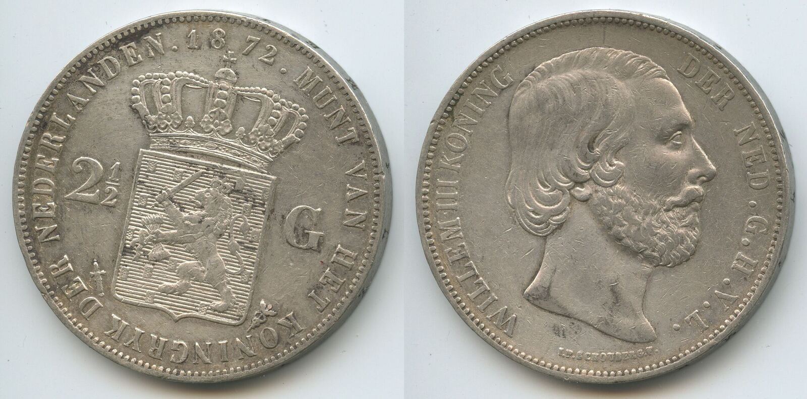 Niederlande Königreich 2½ Gulden Silber 1872 H0993 - Willem III. 1849 ...