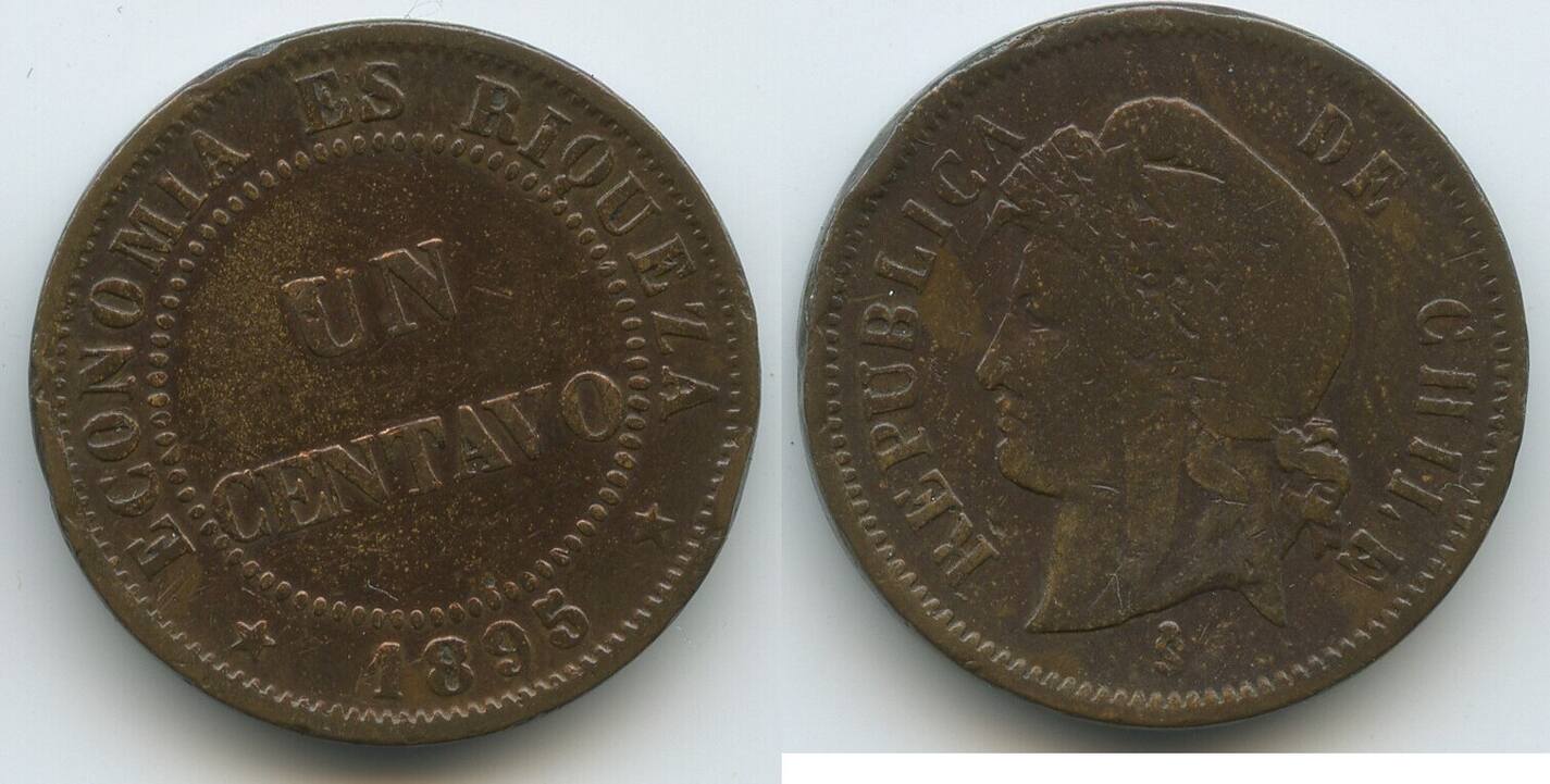 Chile Un Centavo (1 Centavo) 1895 S° G2594 - Liberty Sehr schön | MA-Shops
