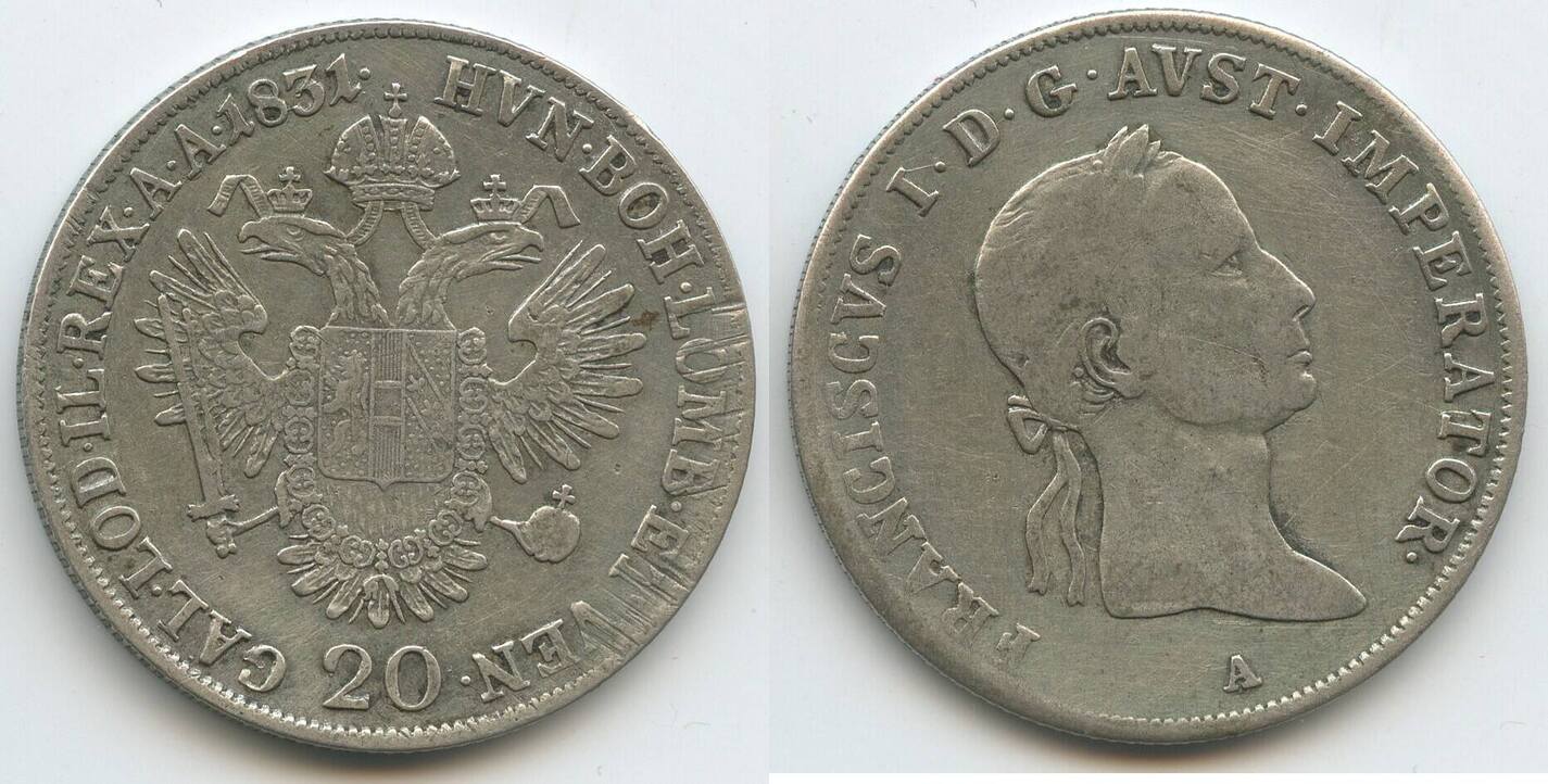 Österreich Kaiserreich 20 Kreuzer Silber 1831 A Wien H0283 - Franz II ...
