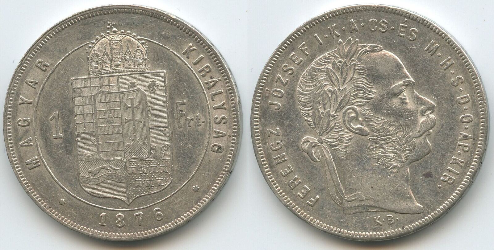 Österreich-Ungarn Kaiserreich 1 Forint Silber (1 Florin, Frt. ) 1876 KB Kremnitz M#8283 - Kaiser ...