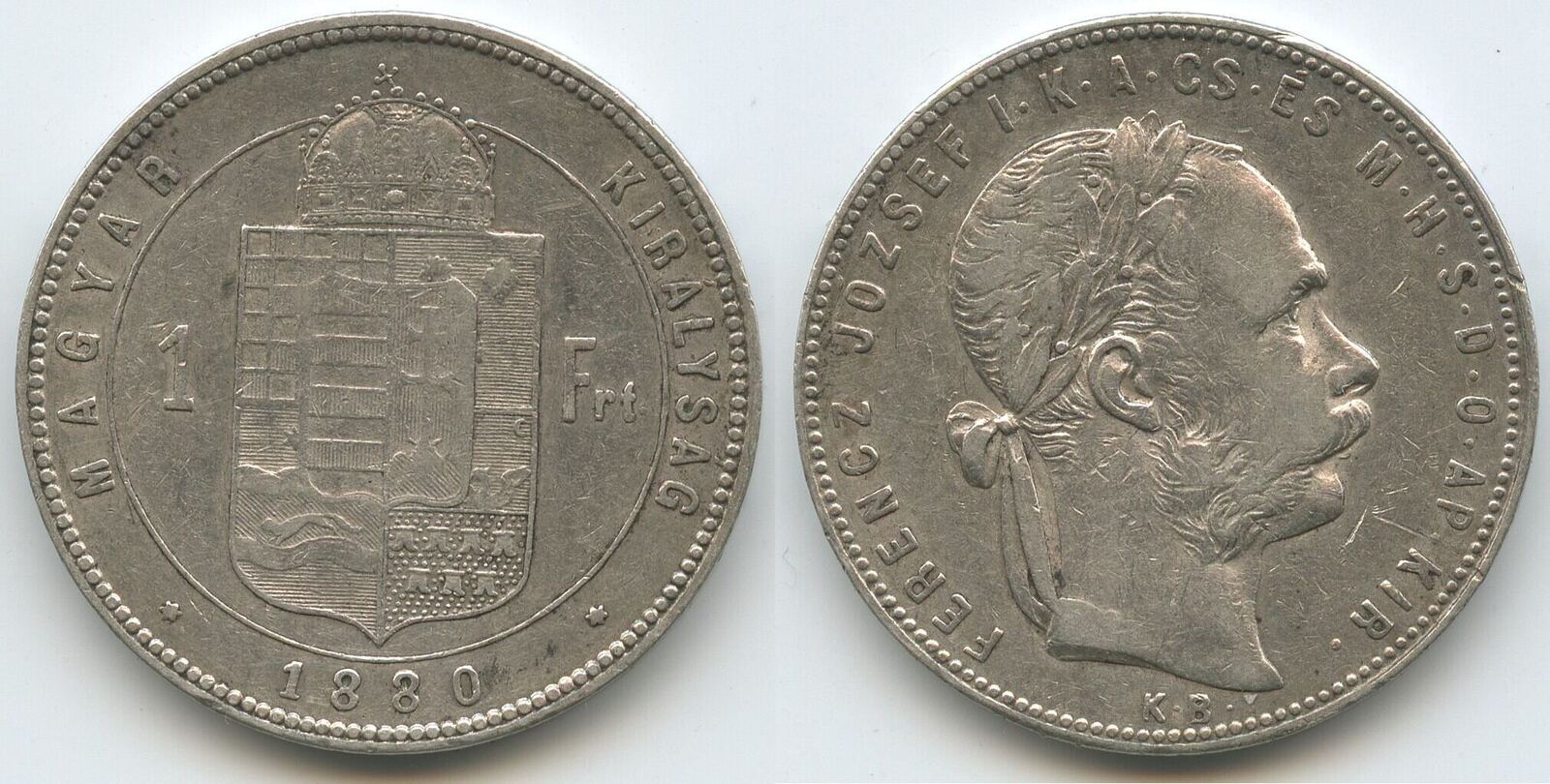 Österreich-Ungarn Kaiserreich 1 Forint Silber (1 Florin, Frt. ) 1880 KB Kremnitz M#8289 - Kaiser ...