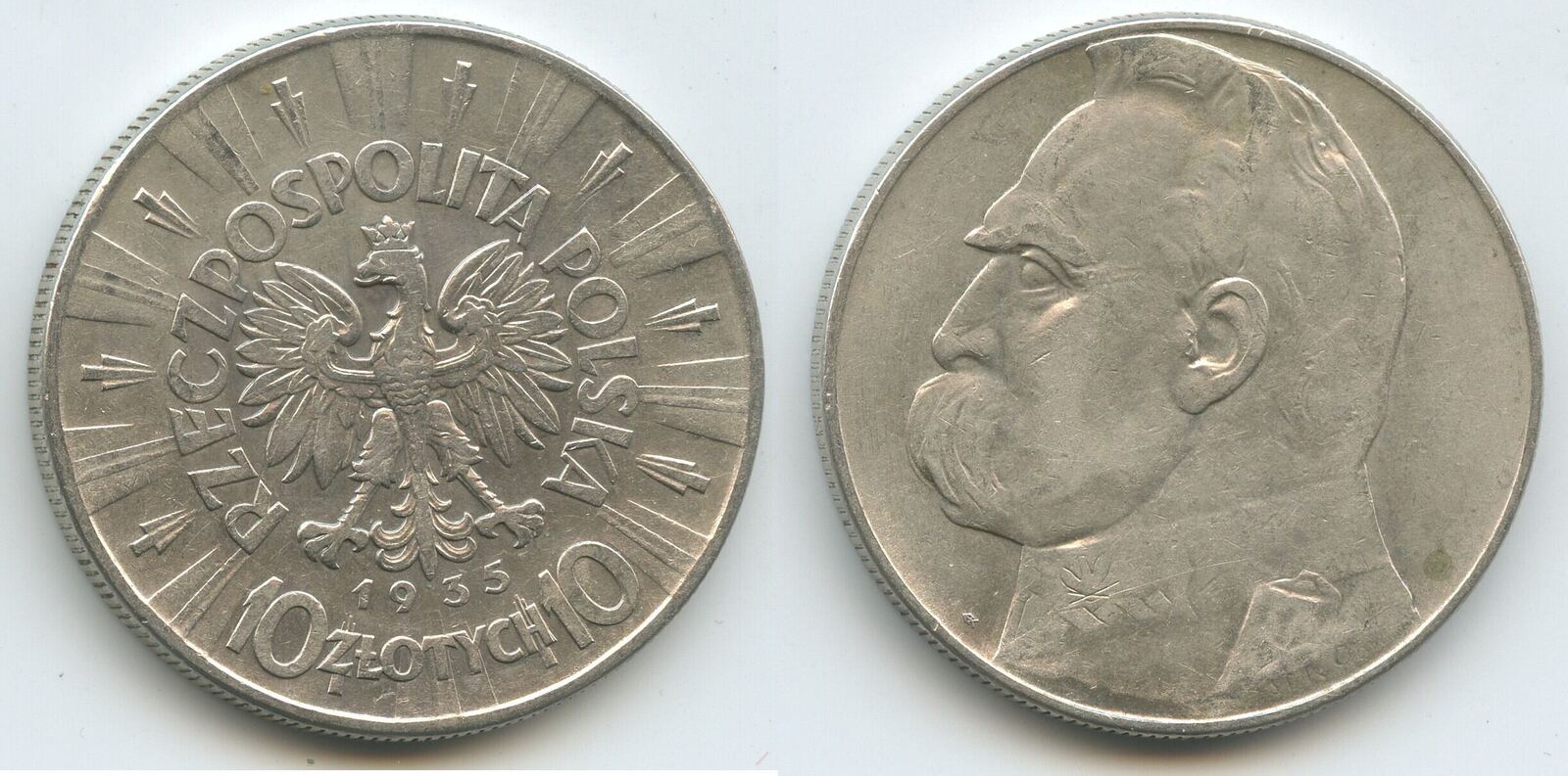 Polen 10 Zlotych (10 Zloty) Silber 1935 M#8275 - Józef Piłsudski Polskich Polska First Republic ...
