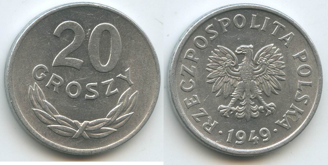 Polen 20 Groszy Aluminium 1949 G9685 - Poland Polskich Polska Vorzüglich | MA-Shops