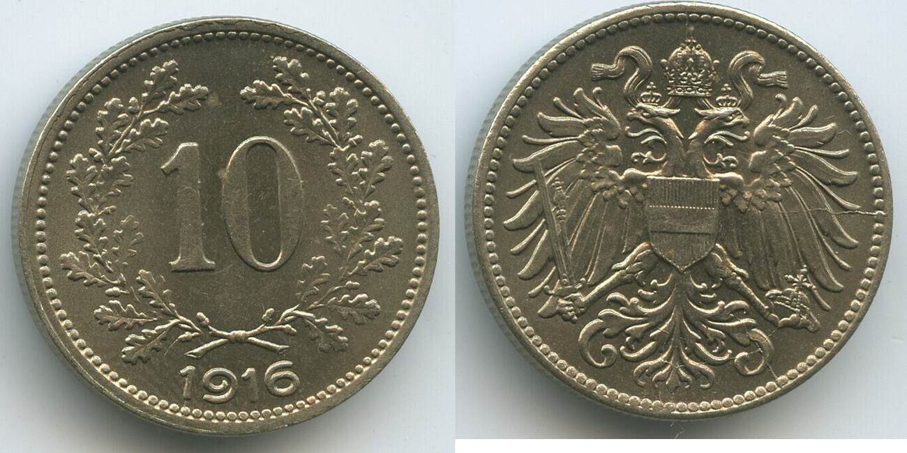 Österreich Kaiserreich 10 Heller Bindenschild 1916 Wien G5576 - Franz ...
