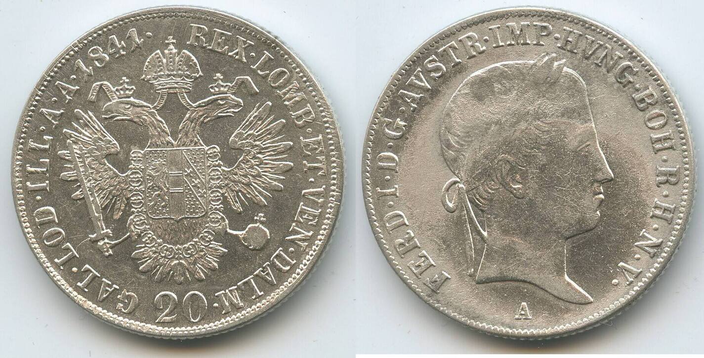 Österreich Wien Kaiserreich 20 Kreuzer Silber 1841 A M#8282 - Ferdinand I. 1835-1848 Austria ...