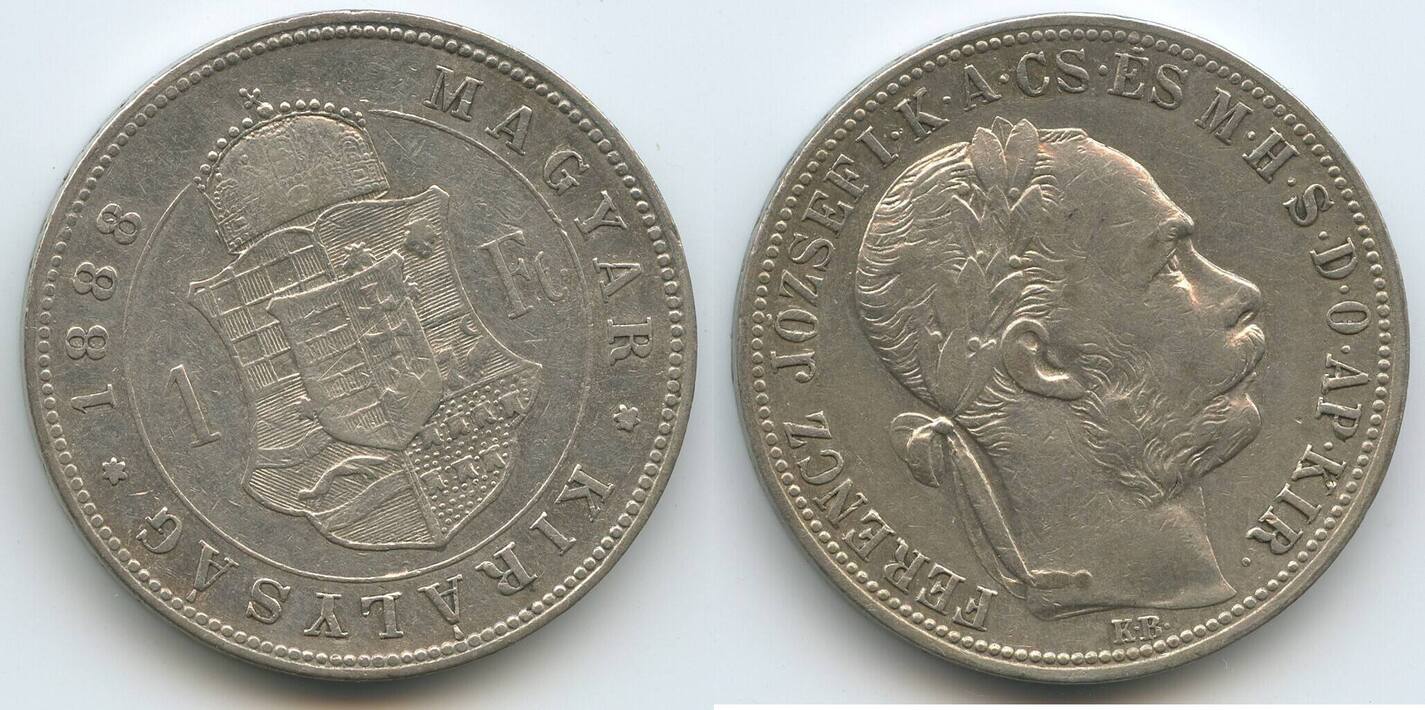 Österreich-Ungarn Kaiserreich 1 Forint Silber (1 Florin, Frt. ) 1888 KB Kremnitz G5652 - Kaiser ...