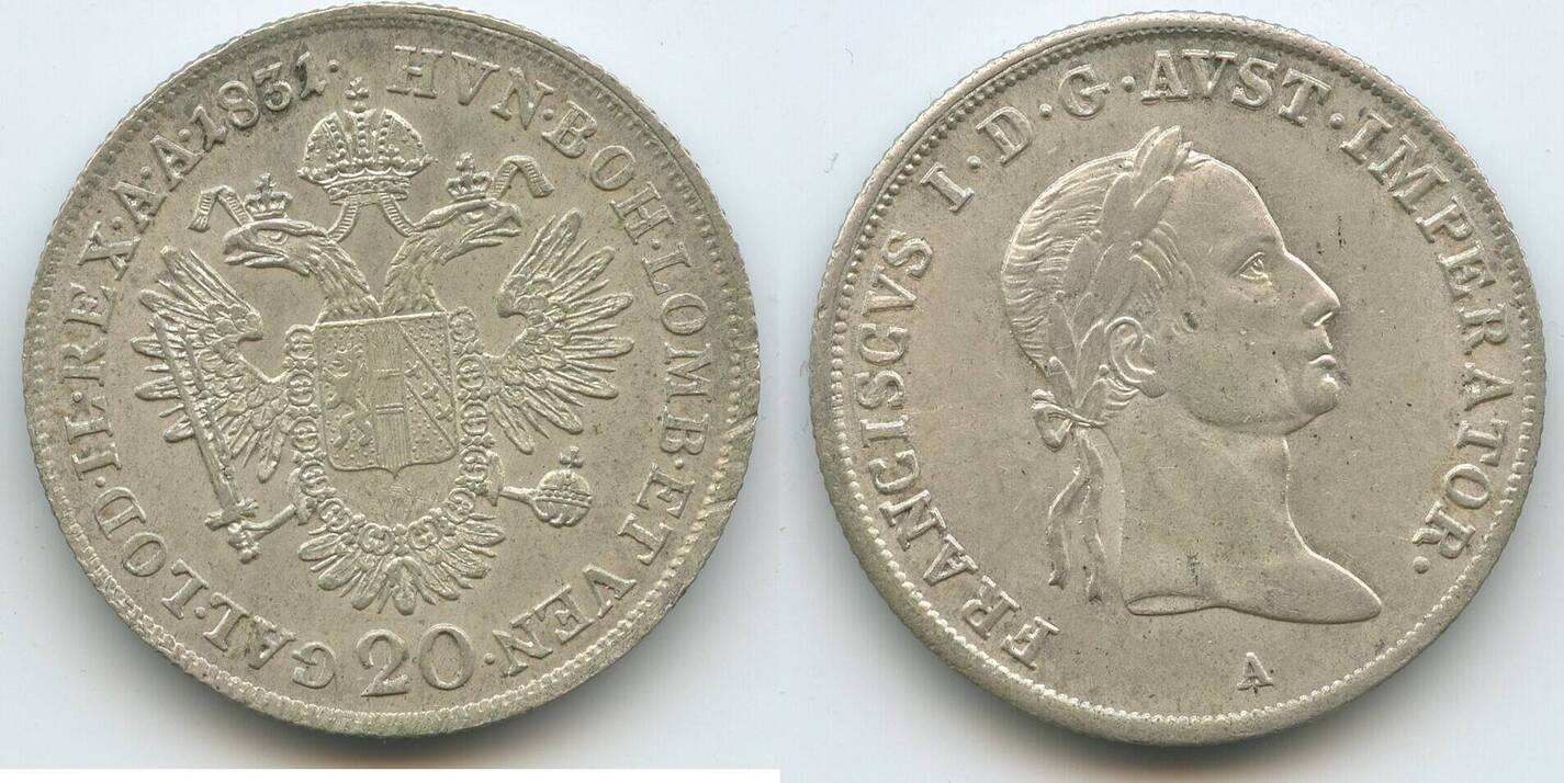 Österreich Kaiserreich 20 Kreuzer Silber 1831 A Wien M#6433 - Franz II ...