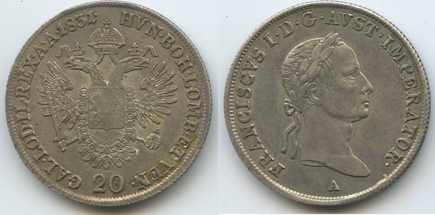 Österreich Kaiserreich 20 Kreuzer Silber 1831 A Wien M#6470 - Franz II ...